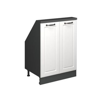Vicco Meuble sous Pente R-Line, Blanc Cottage/Anthracite, 60cm avec 2 Portes