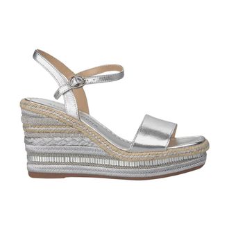 Alma En Pena Alma EN Pena, Femme, Chaussures, Gris, Taille: 39 EU Sandale compensée avec strass et détail tressé