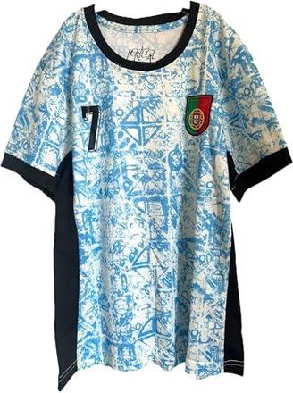 Generic Maillot de football Portugal pour jeunes, adultes, unisexe - Id&eacute;al pour lentra&icirc;nement ou pour toutes les occasions, T-shirt pour fans de CR7, bleu, L