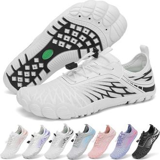Saguaro Chaussures Minimalistes Barefoot Femme Chaussures deau L&eacute;g&egrave;res et Respirabilit&eacute; Chaussures Aquatiques S&eacute;chage Rapide pour Plage Piscine Mer, Blanc, 38