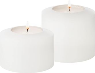 Edzard 2er Set Teelichthalter Teelichtkerze Dauerkerze Cornelius Pine, ø 7 cm, Höhen 5 cm und 7 cm, für handelsübliche Teelichter und durchsichtige höhere Te