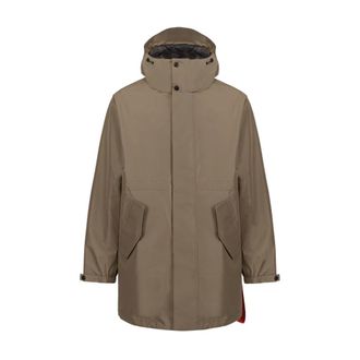Afterlabel Homme, Manteaux, Brun, Taille: XL Parka imperméable à capuche ajustable
