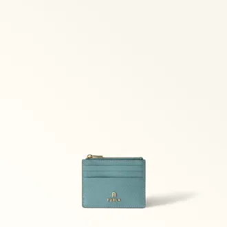 Furla Camelia Kartenetui S Cloud Blue Blau Strukturiertes Leder Damen