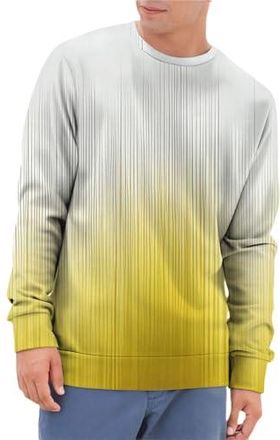 Generic Sweat-shirt pour homme 2025 à col rond en polyester épais avec isolation thermique améliorée, sweat moderne pour lhiver et lhiver, jaune, 3XL
