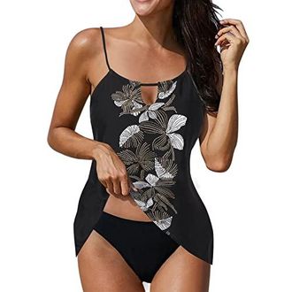 Generic Tankini pour femme avec short taille haute - Maillot de bain grande taille - S&eacute;chage rapide - Push Up - Deux pi&egrave;ces - Maillot de bain pour piscine - V