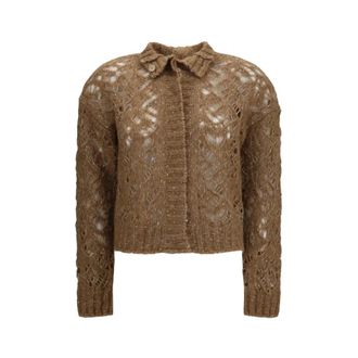 Max Mara Quarto Strickjacke mit Lochmuster - - Knitwear - Damen - Braun - M