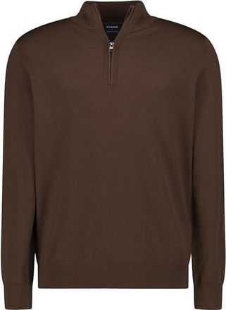 Olymp Herren Pullover braun Merinowolle unifarben