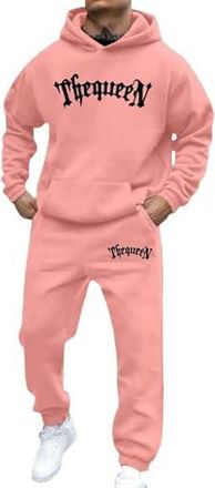 Generic Ensemble de surv&ecirc;tement pour homme avec imprim&eacute; lettres, manches longues, sweat &agrave; capuche, pantalon de surv&ecirc;tement ample, ensemble dentra&icirc;nement de jo