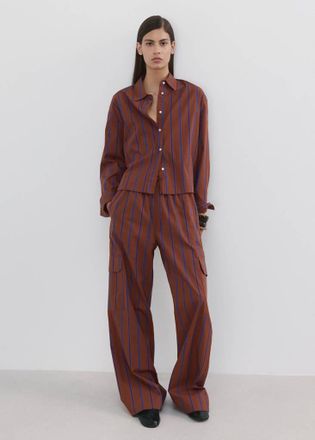 Mango Gestreiftes Baumwollhemd rotbraun - Damen - XS - MANGO