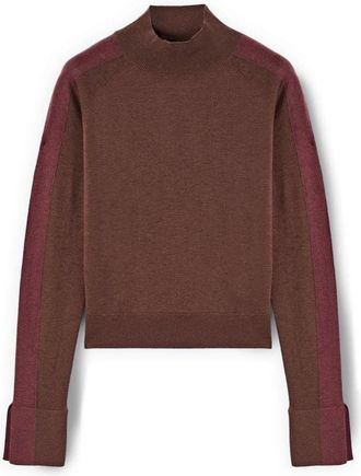 Motivi Femme, Pulls, Brun, Taille: 40 FR Pull &agrave; col roul&eacute; bicolore en m&eacute;lange de soie