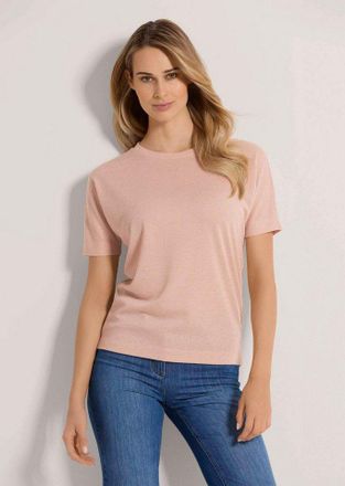 Madeleine Kurzarmshirt Glamour&ouml;ses Stretch-Oberteil Glitzerndes Effektgarn mit Rundhals und Halbarm