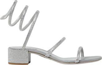 Rene Caovilla Femme, Chaussures, Gris, Taille: 35 EU Sandales &agrave; talons orn&eacute;es de cristaux