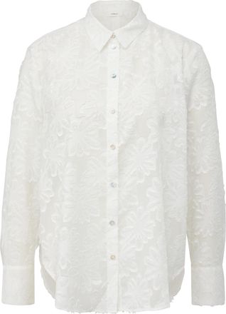 s.Oliver Black Label Damen 2145051 Bluse Langarm mit Mustertsruktur, White 0200, 42