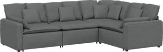 vidaXL Modulares Sofa mit Kissen Stoff Dunkelgrau - Vidaxl