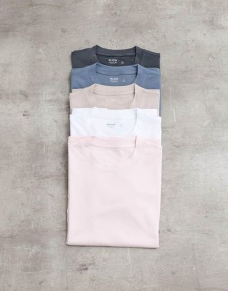 Hollister Lot de 5 t-shirts de tous les jours - Pastel et neutre-Multi