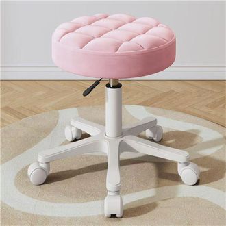 Generic Höhenverstellbarer Rollhocker Mit Rollen & 360° Drehfunktion - Weicher Kunstleder Sitz, Armlos Und Rückenfrei, Ideal Für Büro, Homeoffice, Salon, Spa,