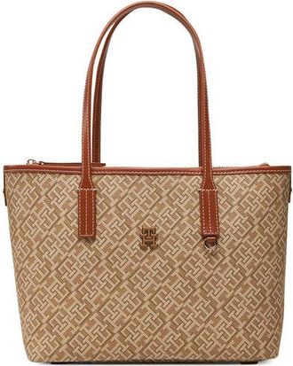 Tommy Hilfiger Handtasche Th Monoplay Leather Mini Tote AW0AW17415 Braun