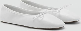 Mango Ballerines cuir naud blanc - Femme - 35 - MANGO