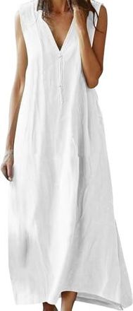 Generic Robe Longue Femme Chic Et Elegant Robes Longues Femmes &Eacute;t&eacute; Style D&eacute;contract&eacute; De Plage Confortable Dos Nu sans Manches 2XL