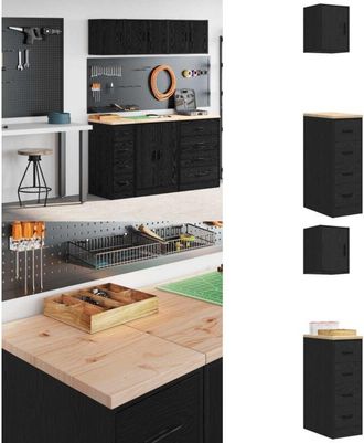 vidaXL vidaXL Garagenschränke 2 Stk. Schwarz Holzwerkstoff