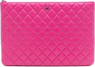 Chanel 2014-2015 Large Quilted Caviar O Case clutch bag - Rosa