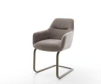 DELIFE Freischwinger Pejo-Flex Strukturstoff Soft Taupe Freischwinger flach Effektfinish Titan Taschenfederkern, Esszimmerst&uuml;hle