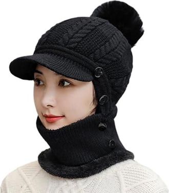Generic Bonnet Femme Hiver Bonnet Femme Chapeau Femme Hiver Confortable Classique - Cache-Oreilles Doubl&eacute; Polaire Hiver, Tricot Thermique, Id&eacute;al pour Ski, Ran