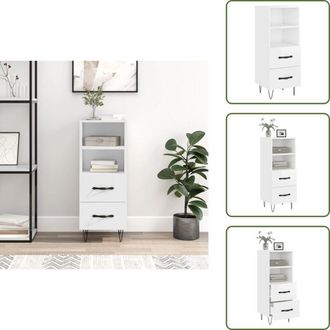 vidaXL Buffet Blanc brillant 34,5x34x90 cm Bois ding&eacute;nierie - Buffet Design Moderne - Meuble Rangement - Armoire Blanche - Commode Tiroir - &Eacute;tag&egrave;re Murale