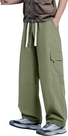 Generic Pantalon cargo ample pour homme - Taille &eacute;lastique - Avec plusieurs poches - L&eacute;ger - Pour la randonn&eacute;e - Pour toutes les saisons - Couleur unie, Vert 