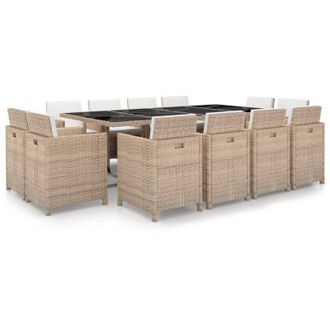 vidaXL Ensemble &agrave; manger dext&eacute;rieur et coussins 13 pcs R&eacute;sine tress&eacute;e Vidaxl