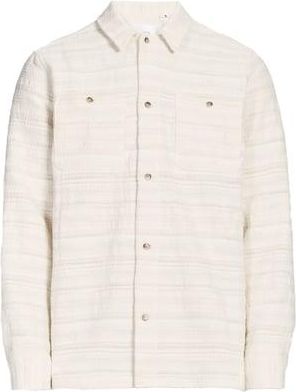 Les Deux Veste textur&eacute;e ray&eacute;e en coton m&eacute;lang&eacute;