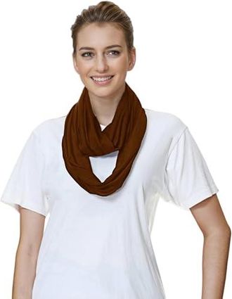 Lina & Lily Écharpe Infinity légère en jersey modal de qualité supérieure pour femme, marron, taille unique