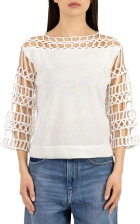 LuckyLu Femme, Blouses et Chemises, Blanc, Taille: 40 FR Maglia