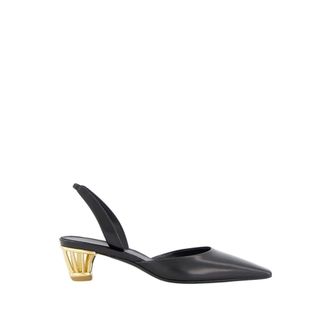 Ferragamo Schuhe mit K&auml;figabsatz und Slingback - - Shoes - Damen - Schwarzk - 35 EU