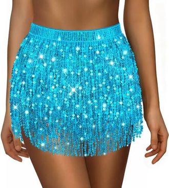 Generic Jupe unie en mousseline de soie pour femme - Jupe de danse bulle - Jupe courte - Jaune, bleu clair, taille unique