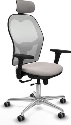 Piqueras y Crespo Ergonomischer Schreibtischstuhl mit 3D-Armen, h&ouml;henverstellbare Lendenwirbelst&uuml;tze und h&ouml;henverstellbares Kopfteil, Wei&szlig; / Wei&szlig;