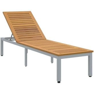 vidaXL Vidaxl - Sonnenliege 1-Person Grau 200 x 55 x 35cm Massivholz Akazie