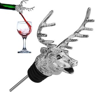 Generic Deer Weinausgie&szlig;er, Deer Bel&uuml;fter Weinausgie&szlig;er | Weinausgie&szlig;er, Flaschenverschluss 2 in 1 - Deer Head Cocktails Weinbel&uuml;fter, Ausgie&szlig;er und Stopfen, 