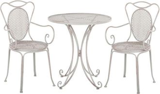 Beliani Set de Jardin ou Terrasse Type Bistro 2 Chaises et Petite Table Assortie en Métal Gris Design Classique et Romantique Beliani