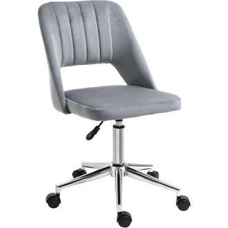 Vinsetto Vinsetto - Chaise de bureau design contemporain dossier ergonomique ajour&eacute; stri&eacute; hauteur r&eacute;glable pivotante 360&deg; pi&egrave;tement chrom&eacute; velours gris