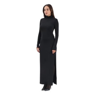 Patrizia Pepe Femme, Robes, Noir, Taille: 36 FR Longue Robe Col Montant avec Strass