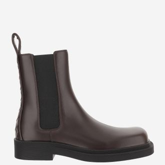 Bottega Veneta Mens Chelsea Ben Leather Boots Brown Calfskin