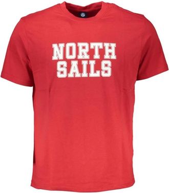 North Sails Rotes Baumwoll-Print-Logo-T-Shirt - - Tops - Herren - Rot - L