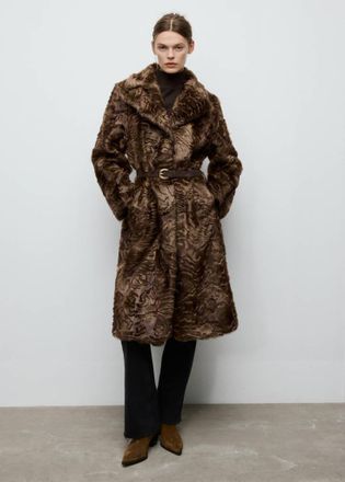 Mango Ceinture cuir boucle ovale chocolat - Femme - XL - MANGO