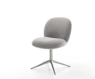 DELIFE Drehstuhl Nube-Flex Strukturstoff Soft Grau Fu&szlig;kreuz Edelstahl 360&deg; drehbar Wippfunktion Taschenfederkern, Esszimmerst&uuml;hle