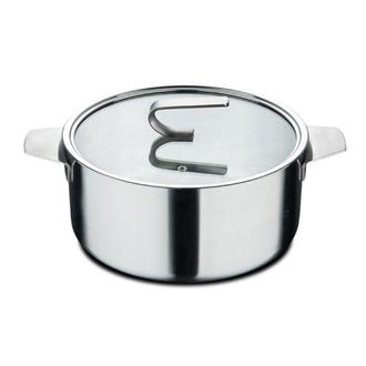 Masterpro SIGMA - Casserole avec couvercle 4.9L 24x11cm - Acier inoxydable - 3 couches pour une conductivité thermique optimale - Finition mate avec échelle - P