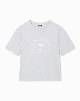 Emporio Armani Damen Logoband T-Shirt, grau, S