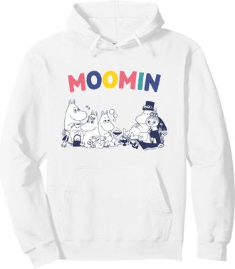 Moomin Mumin-Familie Regenbogen Text Pullover Hoodie