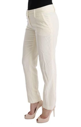 Ermanno Scervino Womens White Cotton Regular Fit Casual Pants