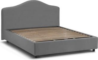 Talamo Italia Doppelbett Isotta, Bettkasten mit Stoffbezug, 100 % Made in Italy, &Ouml;ffnung vorne, geeignet f&uuml;r Matratzen 160 x 200 cm, Grau